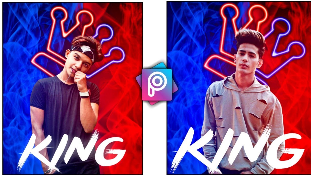 PicsArt Tutorial | King Photo Editing With Blue And Red Color Effect ...