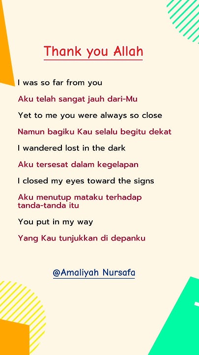 Lirik Thank You Allah - Maher Zain Alhamdulillah - YouTube