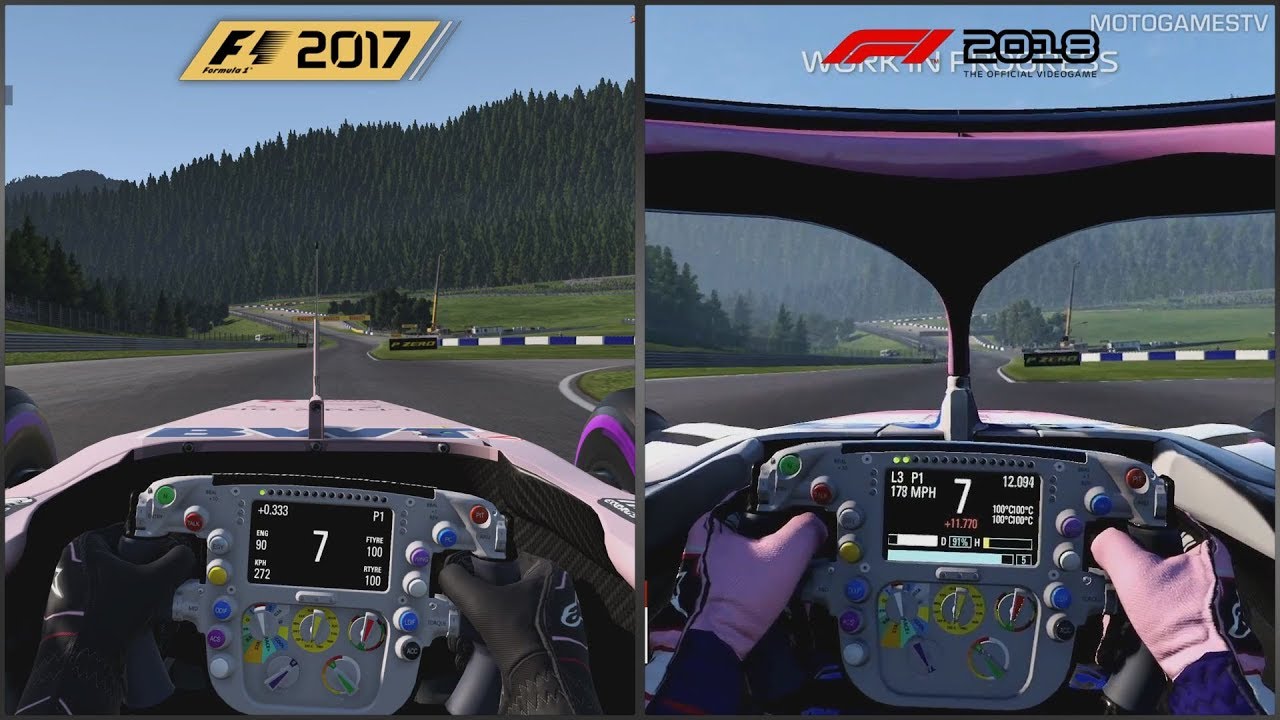 F1 2017 vs F1 2018 - Red Bull Ring Early Comparison - YouTube