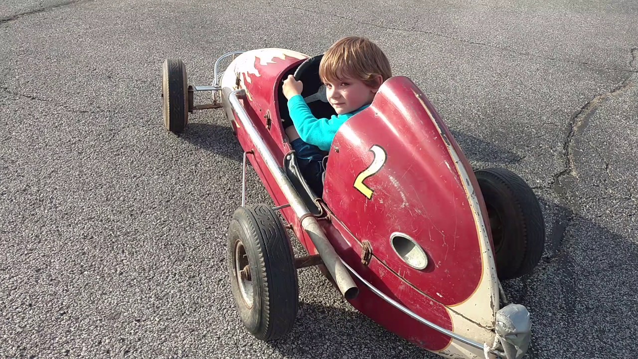 First ride in 1955 Offyette vintage quarter midget - YouTube