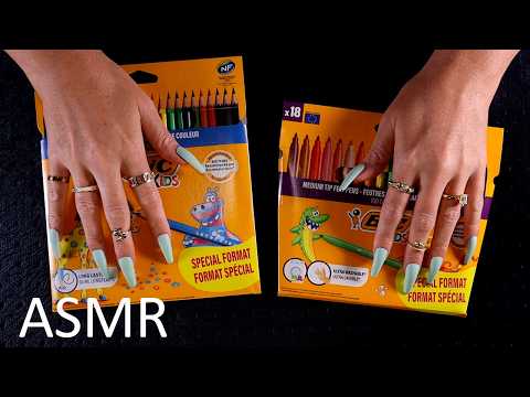 ASMR Back to School Supplies (🎧 soft spoken/whisper, tapping, scratching)