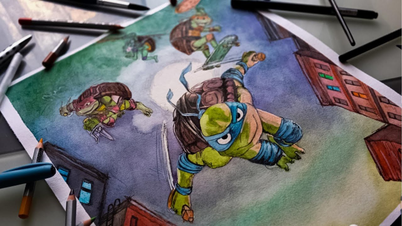 TEENAGE MUTANT NINJA TURTLES WATERCOLOR DRAW! TIMELAPSE! TMNT MUTANT ...