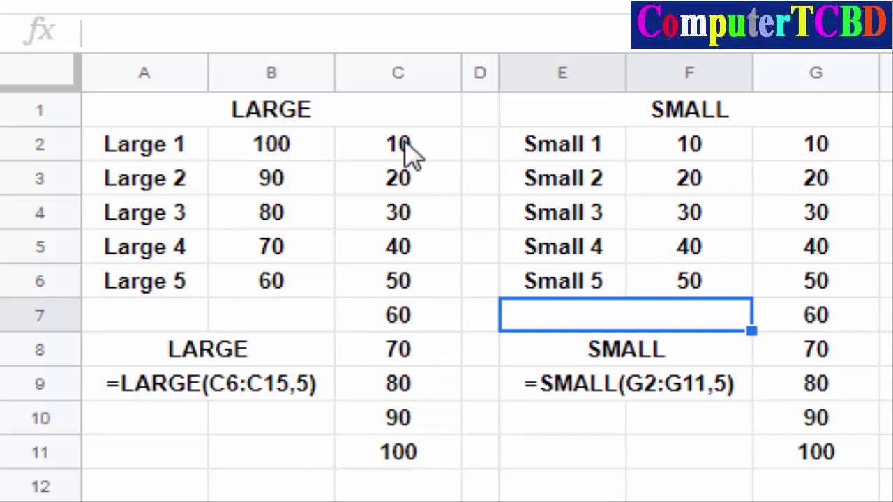 MS Excel Formula Large Small এম এস এক্সেলে বড়-ছোট সংখ্যা বের করবেন কিভাবে অনেক গুলো ডাটা এর ...