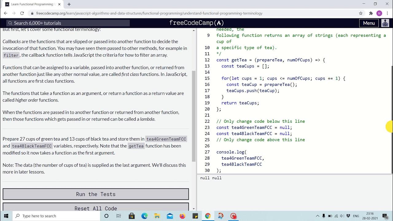 Tutorial 2 - understand functional programming terminology - freecodecamp - YouTube