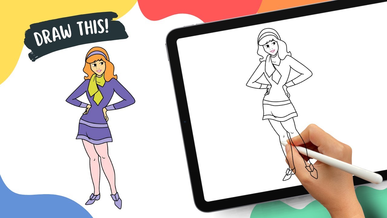 Daphne Blake | Scooby Doo – Easy Cartoon Drawing Tutorial - YouTube
