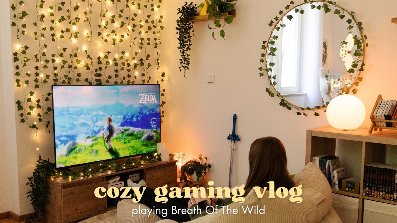 cozy gaming vlog 🎮🌿 playing Zelda in a cozy console setup - YouTube