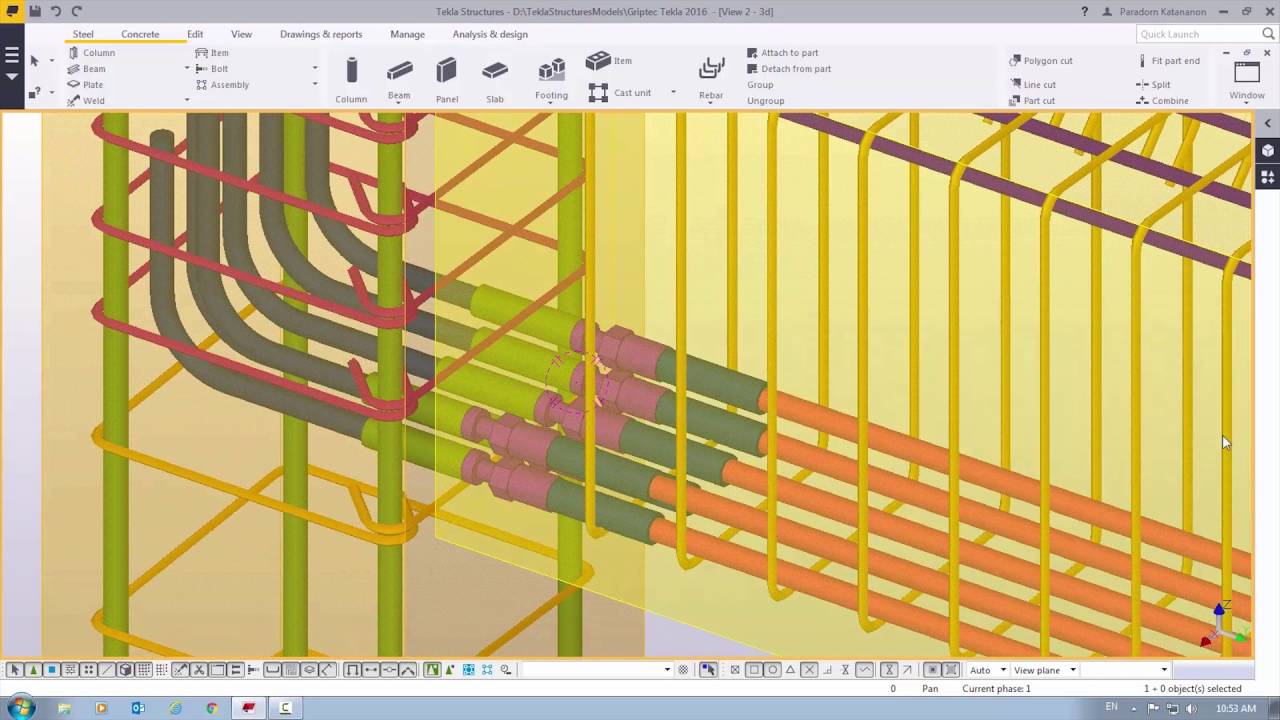Inserting Dextra Griptec couplers and headed bars in Tekla - YouTube