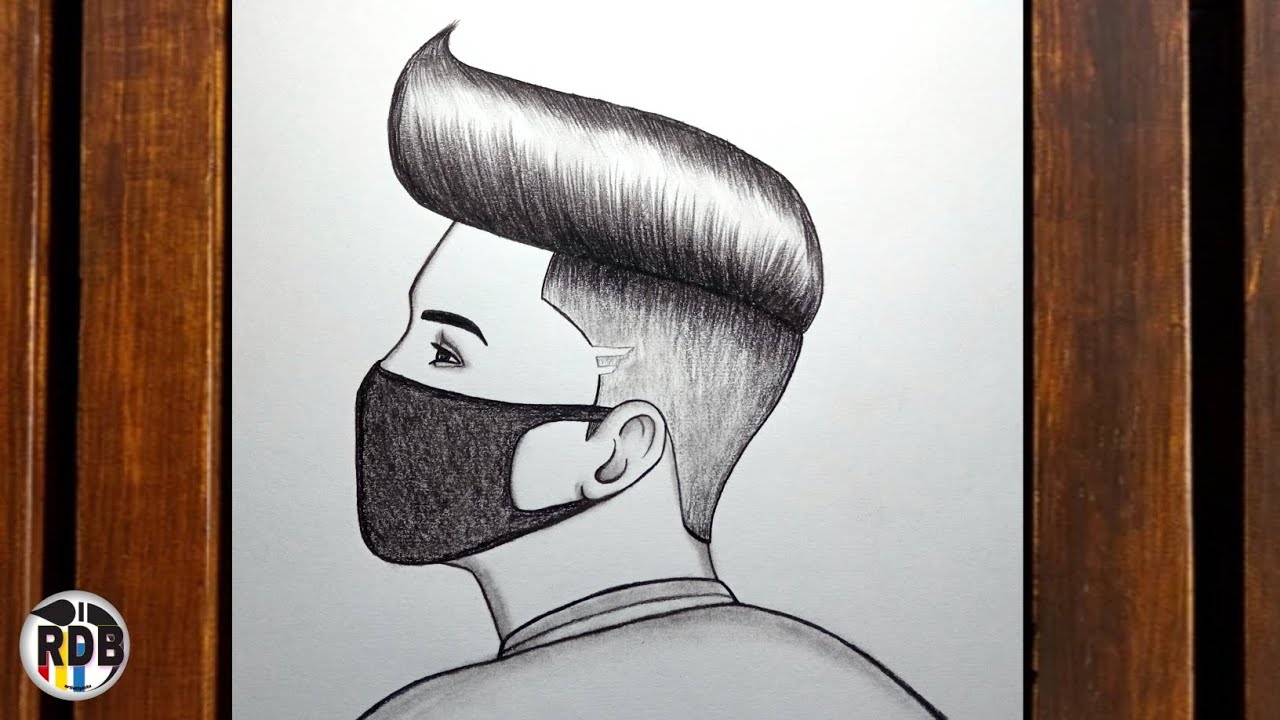 How to Draw an Easy Picture of a Man Wearing a Mask, Easy Pencil ...