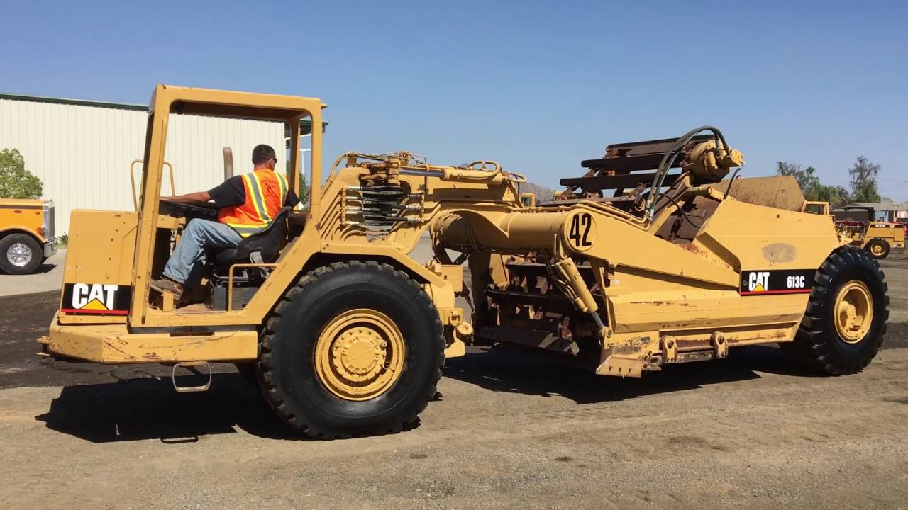 Lot# 52 1991 Caterpillar 613C Elevating Motor Scraper - YouTube