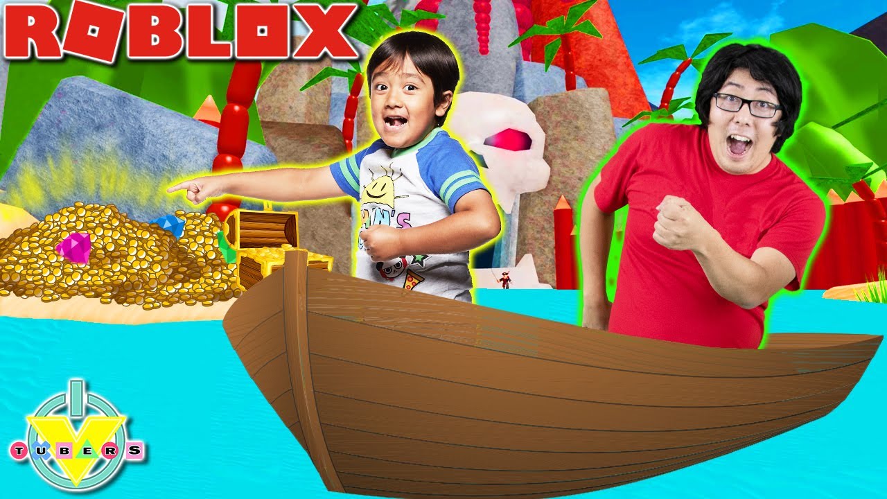 Ryan & Daddy BUILD A BOAT FOR TREASURE in Roblox! Where’s the Treasure ...