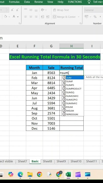 Excel Running Total Formula in Seconds #shortsfeed #exceltips - YouTube