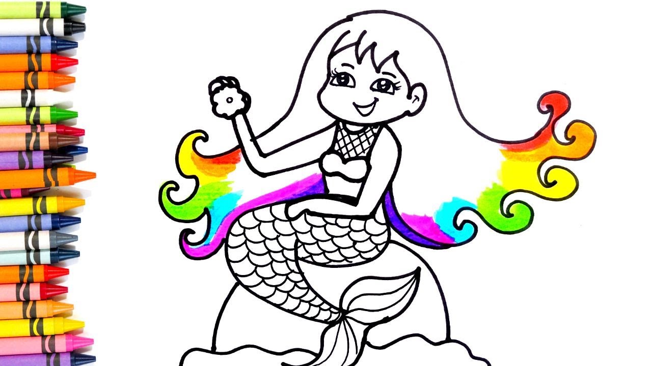 Mermaid Drawing, Painting, Coloring For Kids & Toddlers I Let’s Learn ...