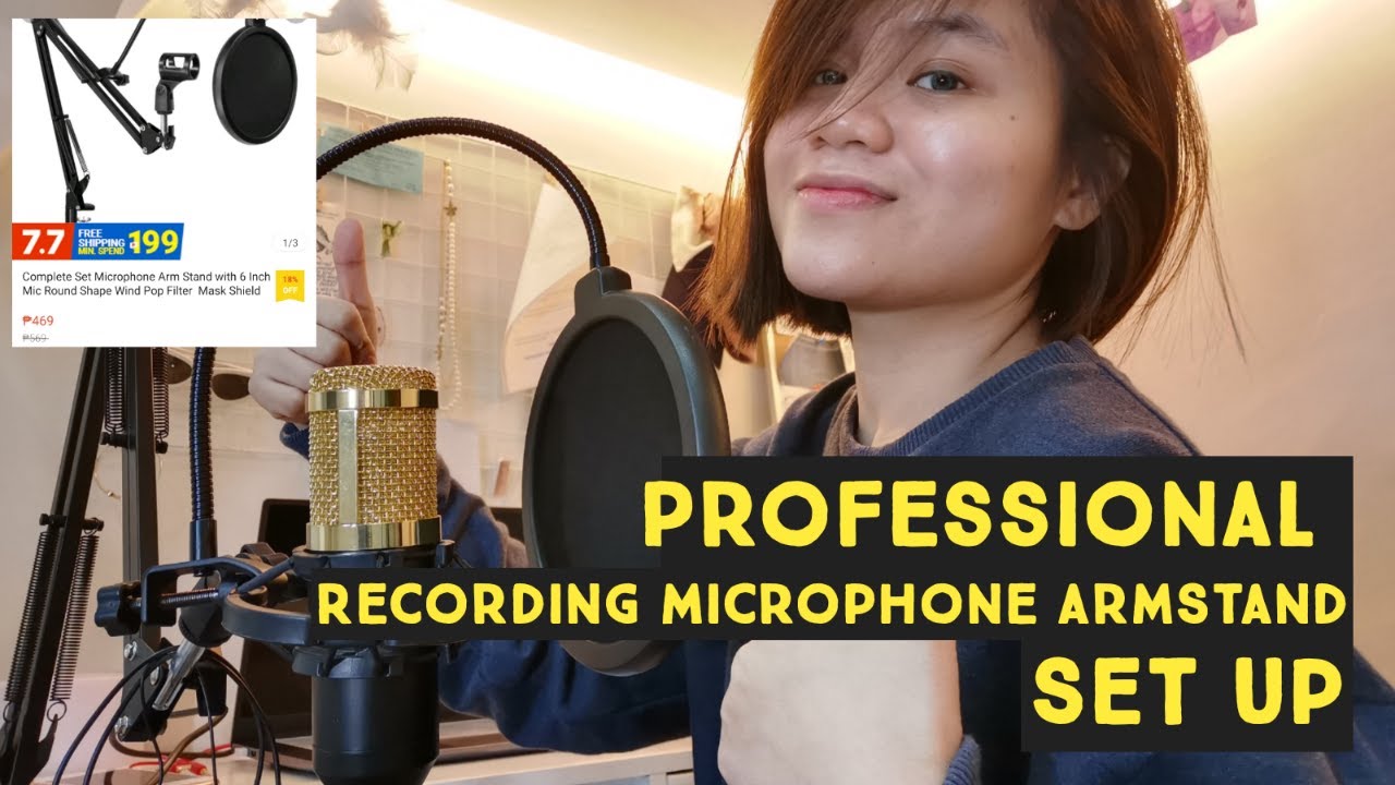 Professional Recording Microphone Arm Stand Shopee | Set Up - YouTube