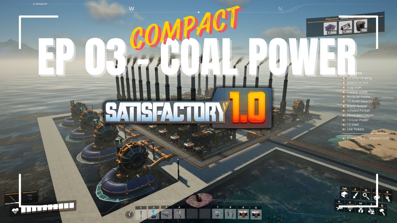 Satisfactory Playthrough 1.0 - EP 03 Compact Coal Power Plant - YouTube