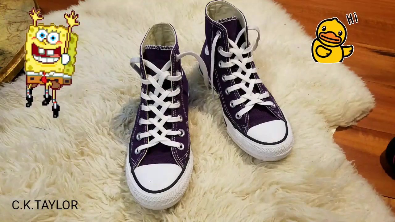 วิธีผูกเชือกรองเท้าconverse แบบใหม่ How to diamond lace converse shoes ...