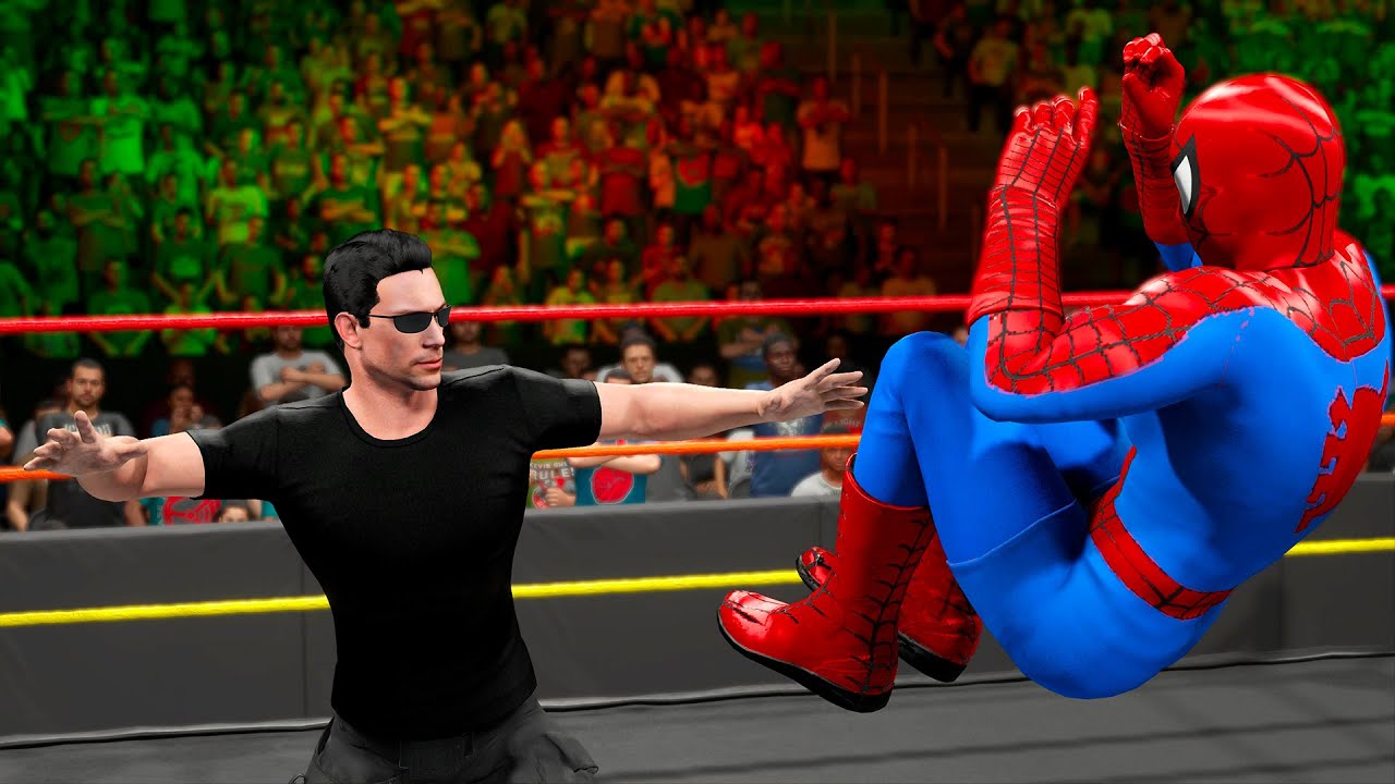 Spiderman vs Neo | The Matrix | Superhero Wrestling Battle WWE 2K23 ...