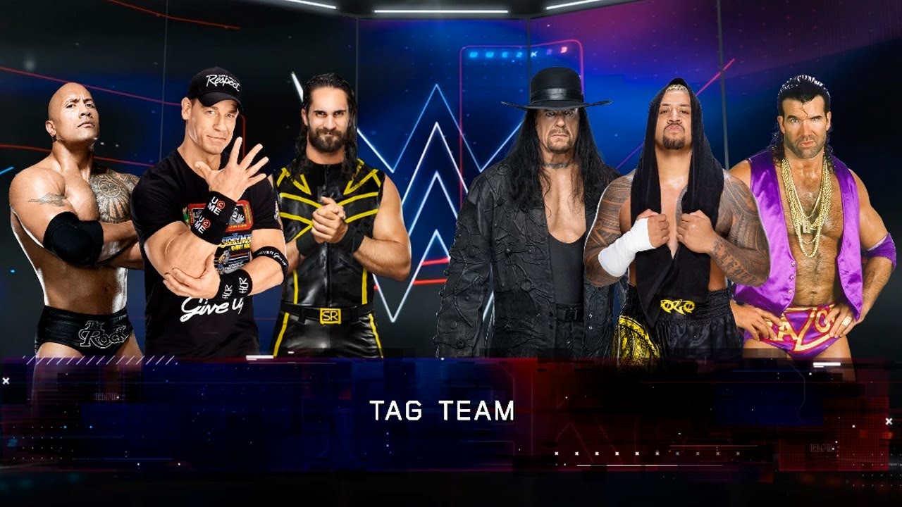 John Cena Seth Rollins & The Rock vs. Solo Sikoa Undertaker & Razor ...