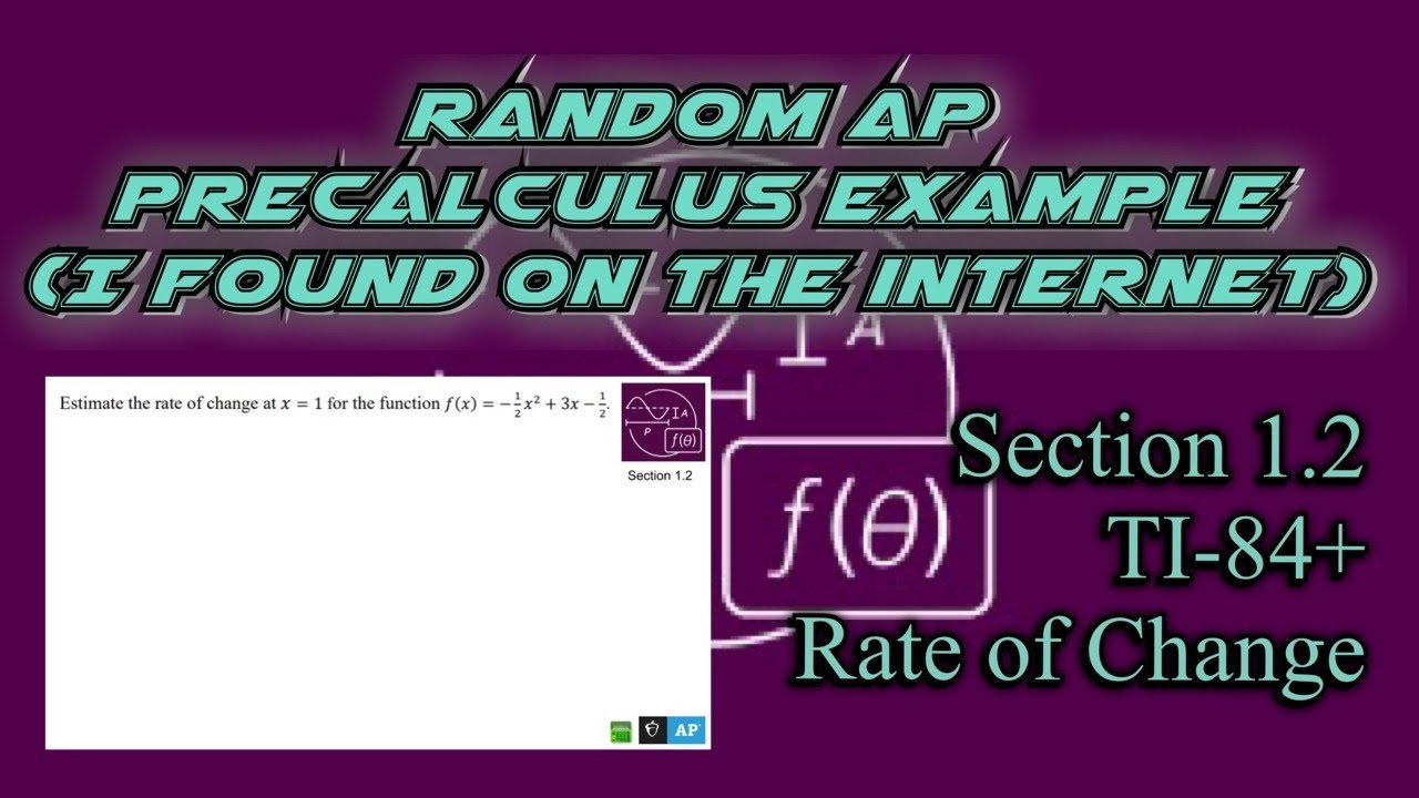 AP Precalculus Section 1.2 Example: TI-84+ Calculator to find Average ...