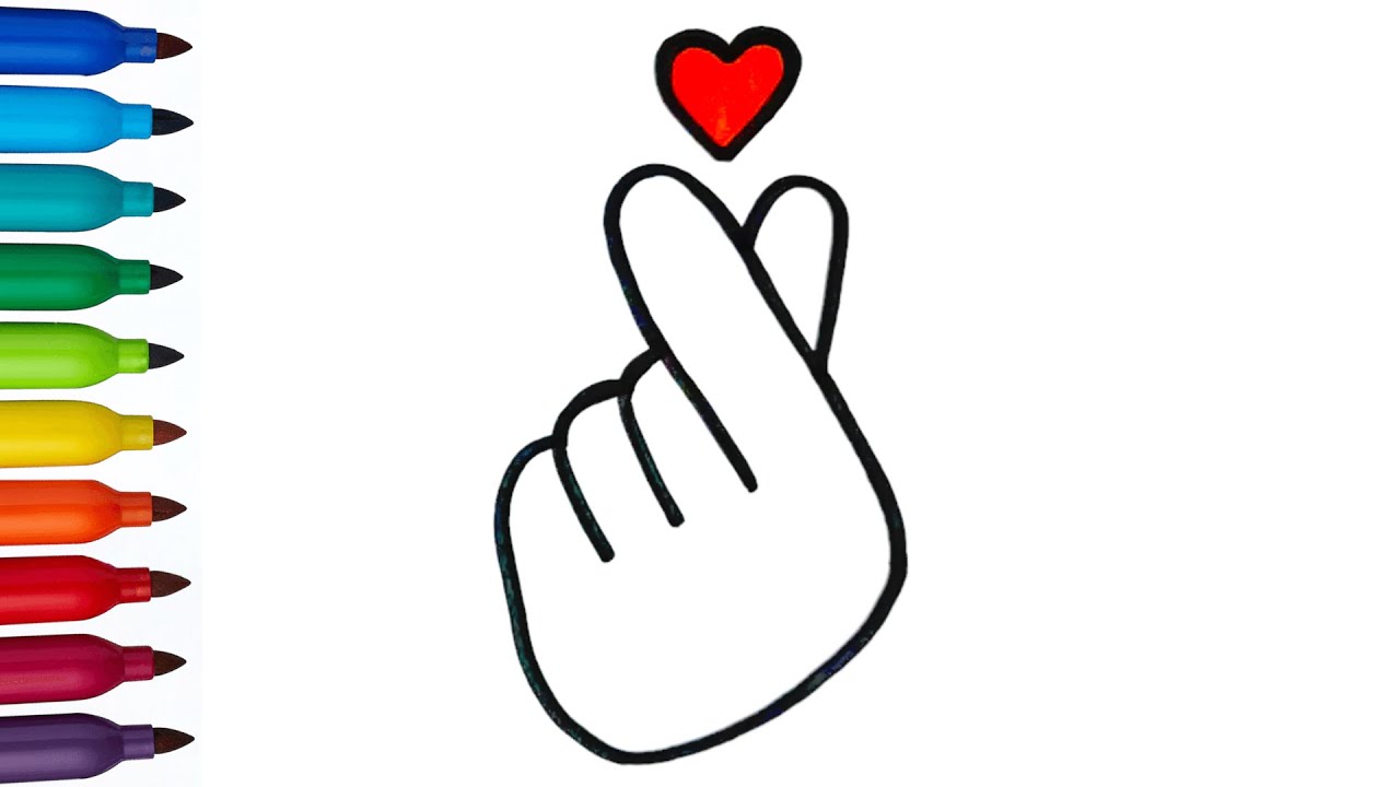 How to Draw FINGER HEART for Kids | FINGER HEART Valentines Day Drawing ...