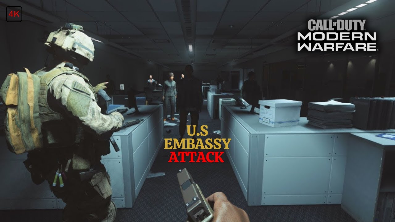CALL OF DUTY MODERN WARFARE | US EMBASSY WAR | 4k 60 FPS | REALISTIC ...