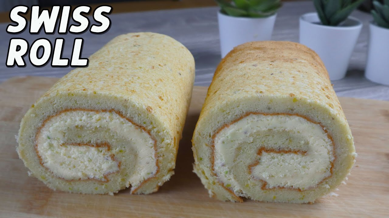 CHOCOLATE & PISTACHIO ROLL CAKE | FLUFFY SWISS ROLL CAKE RECIPE - YouTube