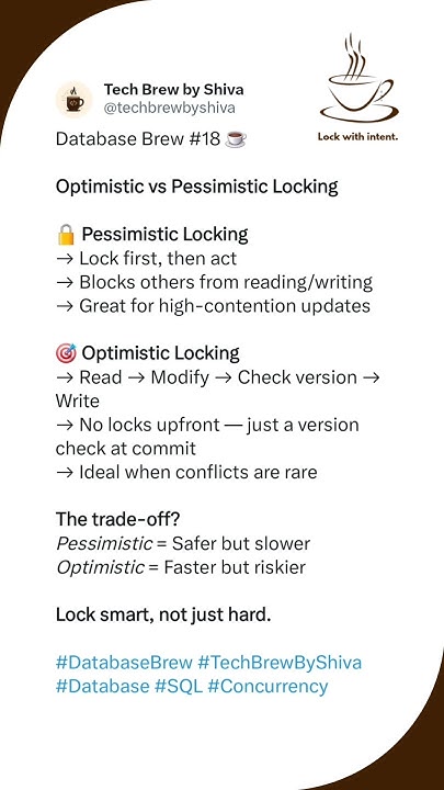 Optimistic vs Pessimistic Locking -- ☕ Database Brew #18 #shorts - YouTube