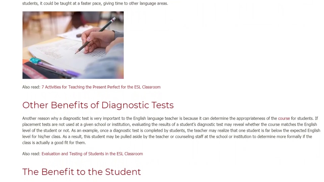 The Importance of Diagnostic Tests in an ESL Classroom | ITTT TEFL BLOG ...