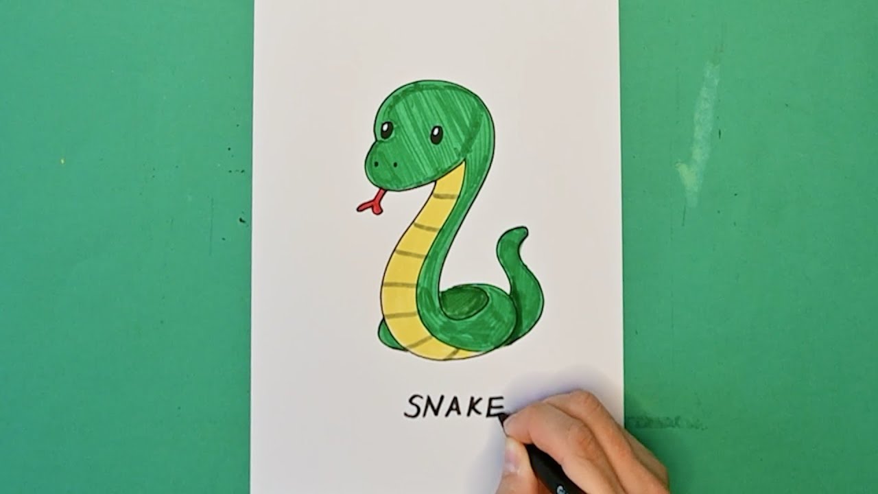 How to draw Chinese New Year Zodiac Sign - Snake - YouTube
