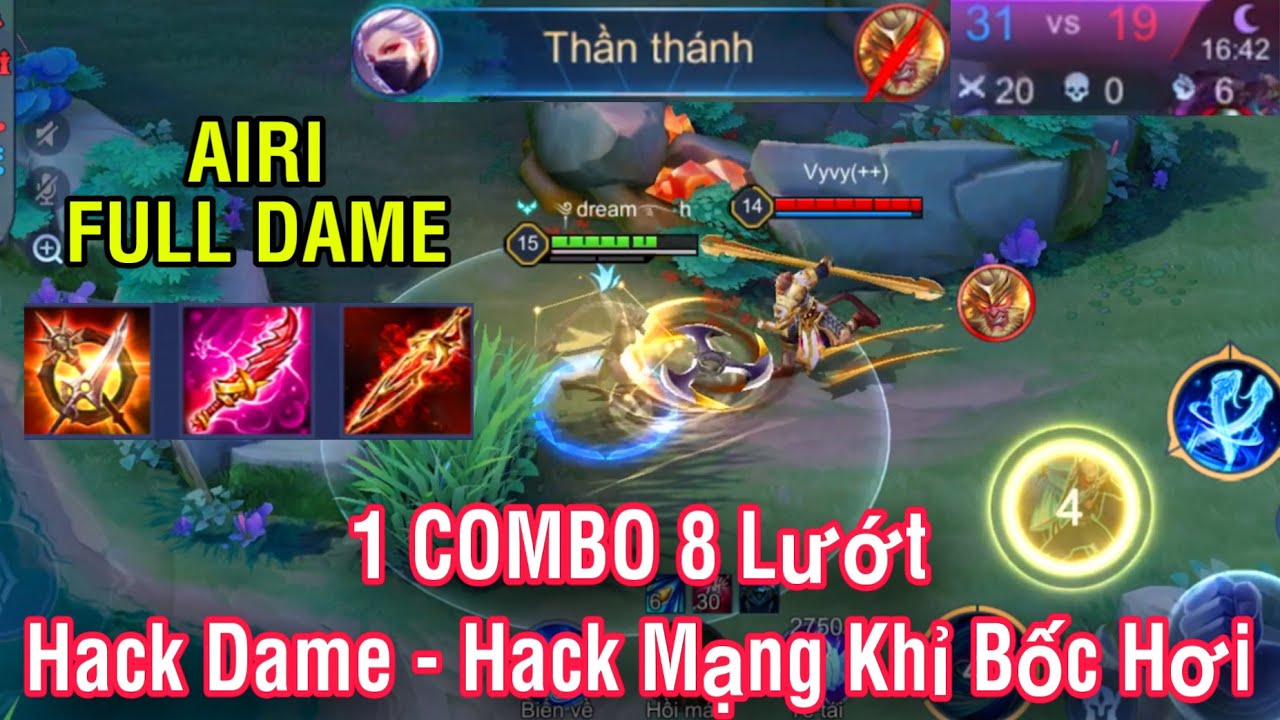 AIRI 1 COMBO 8 Lướt Hack Dame Hack Mạng Chém Phát Nào Đau Phát Đó COMBO Khỉ Bay Màu - YouTube