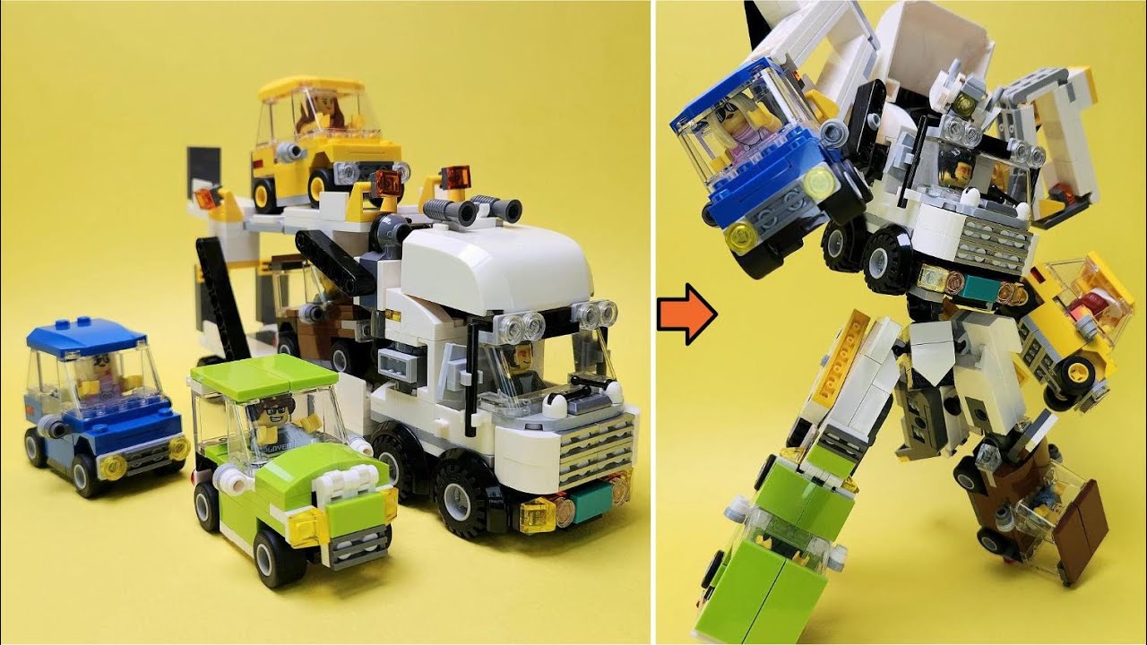 Lego car carrier truck combined robot / 레고 자동차 운송 트럭 합체 로봇 - YouTube