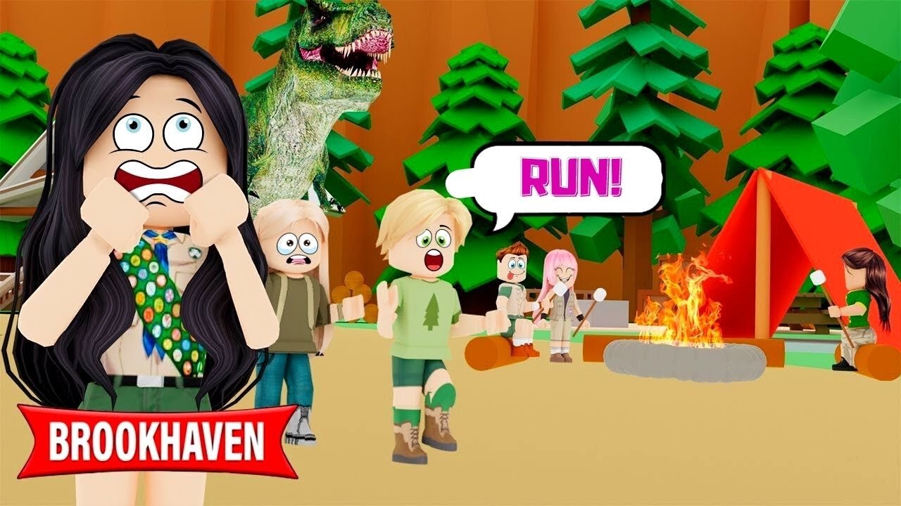 WE GO CAMPING IN BROOKHAVEN AND A DINOSAUR ATTACKS US | ROBLOX ...