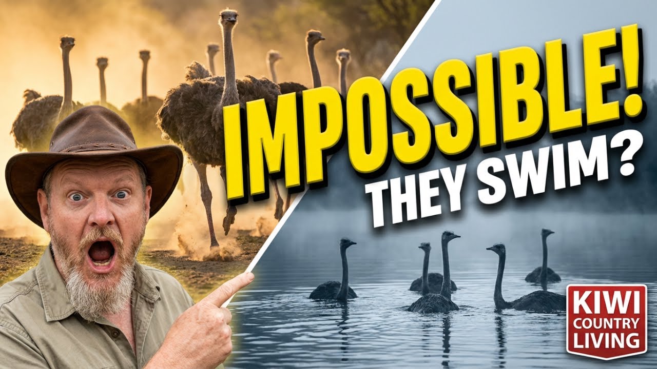 Ostriches Swimming - The Craziest Farm Moment Yet?! - YouTube