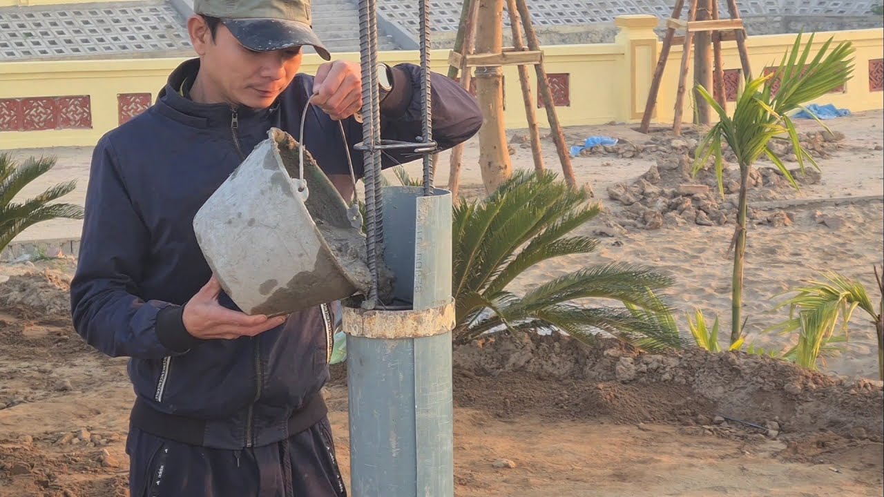 Construction Skills - Step By Step Build Cylindrical Concrete Columns ...