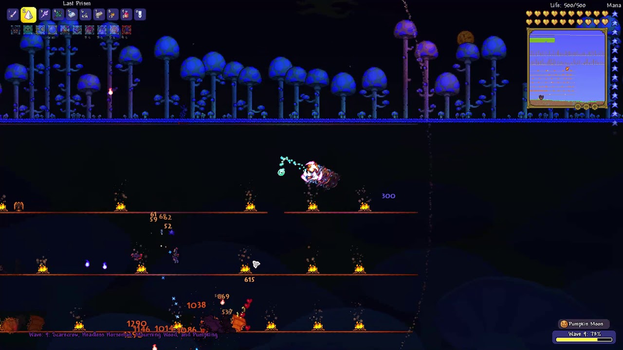 Terraria-pumpkin moon is going crazy(LEVEL15-Endless Bosses) - YouTube