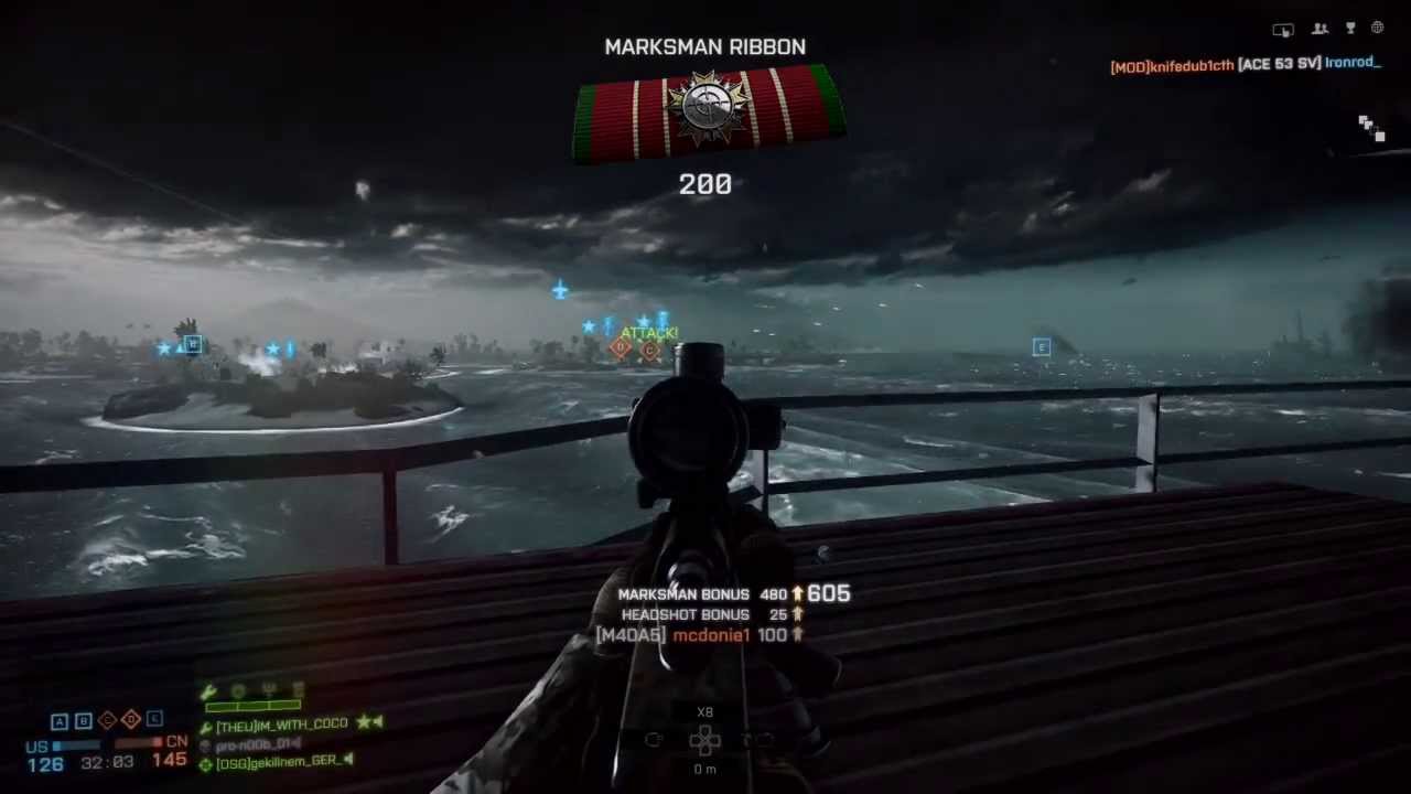 PS4 BF4 - Best M40A5 Headshot on Parcel Storm - YouTube