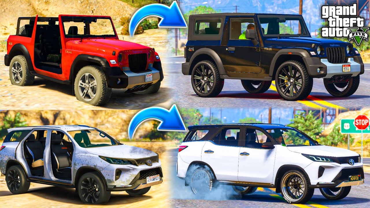 GTA 5: IMPOSSIBLE Transformation OF Mahindra Thar & Fortuner Legender 🔥 ...
