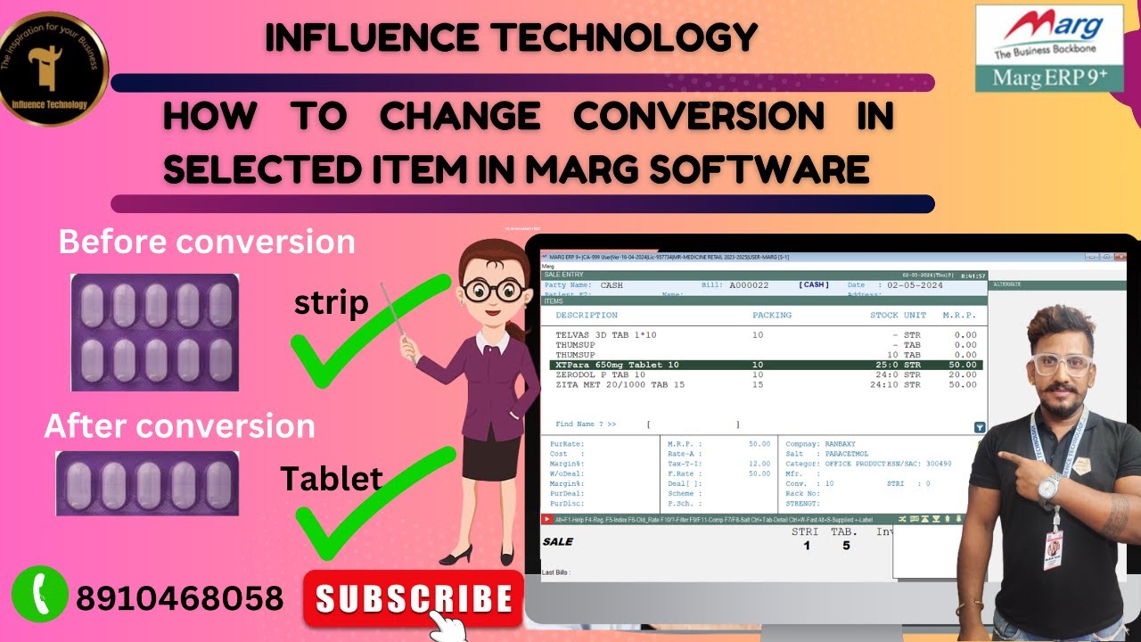 How to Change Conversion in Selected Item in Marg Software - YouTube
