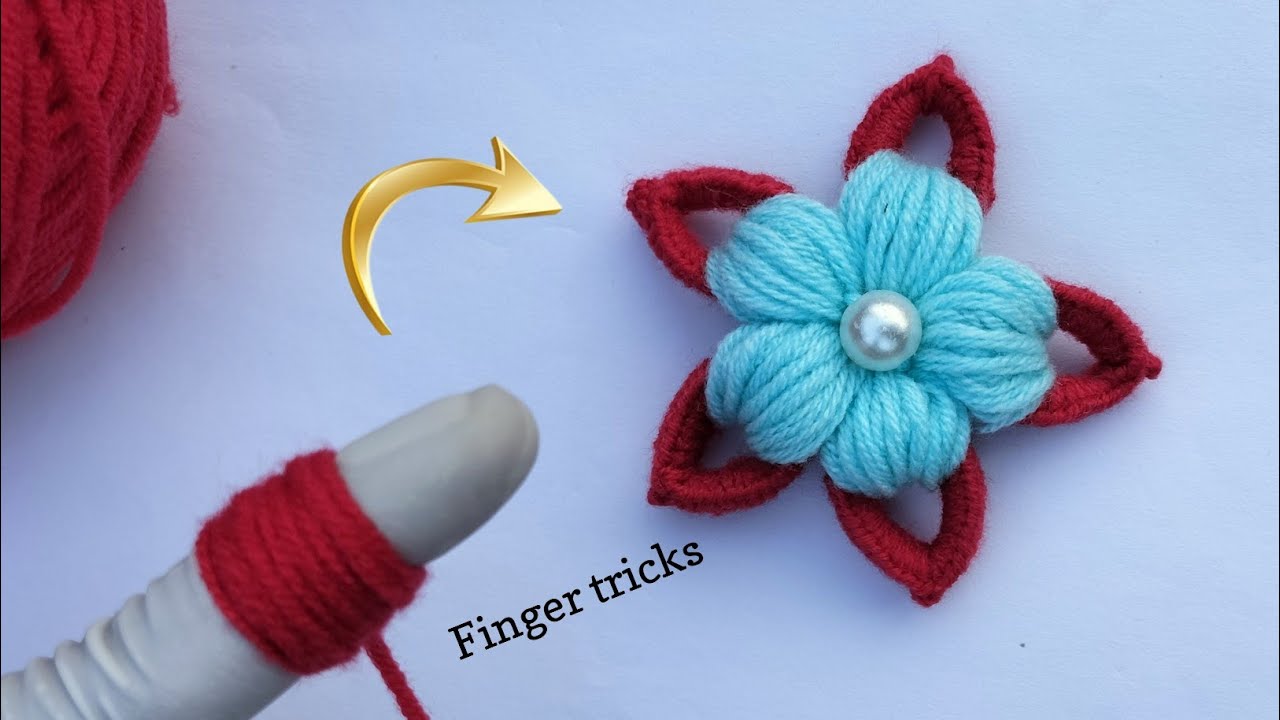 Super easy flower making tricks with finger | Hand embroidery woolen ...