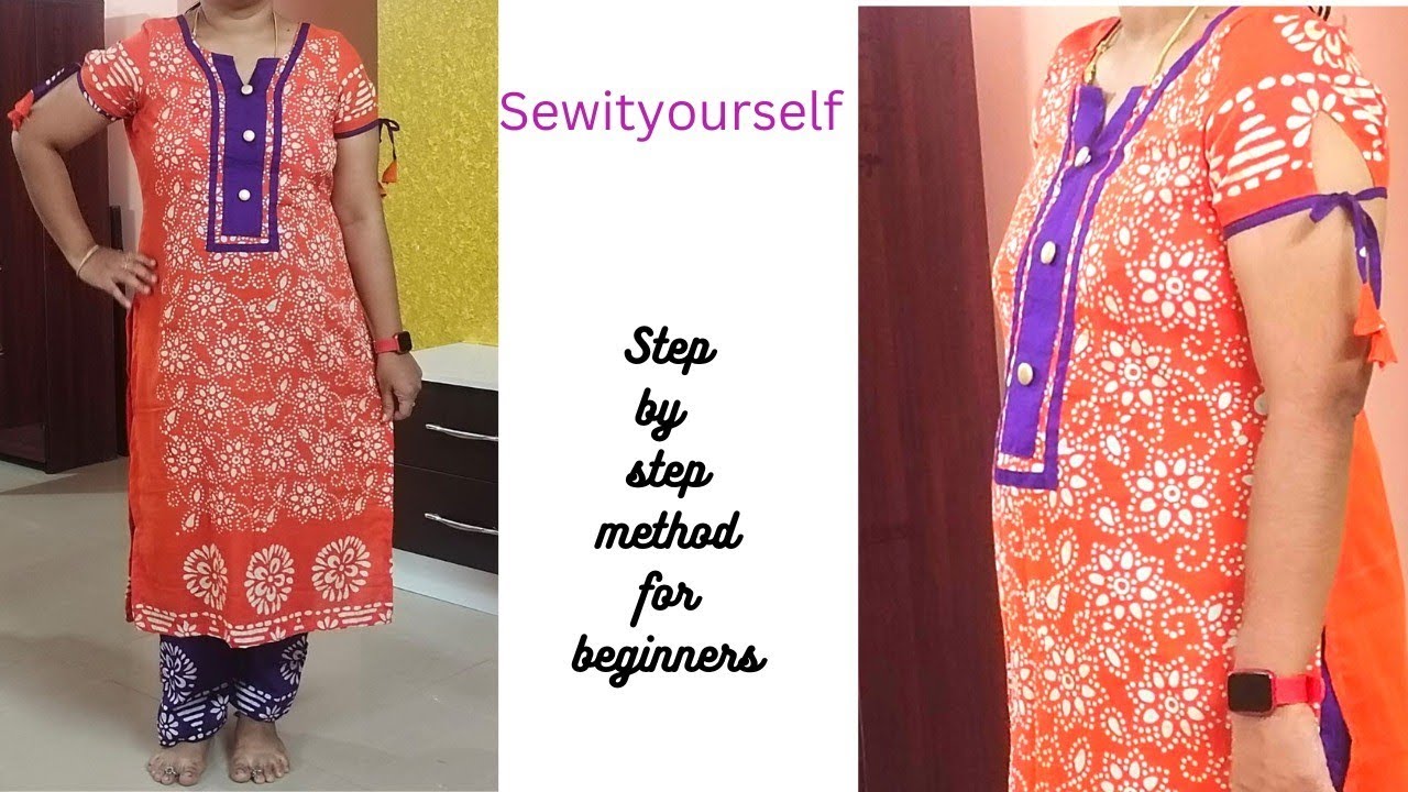 Simple straight kurti cutting and stitching for beginners/ Long ...
