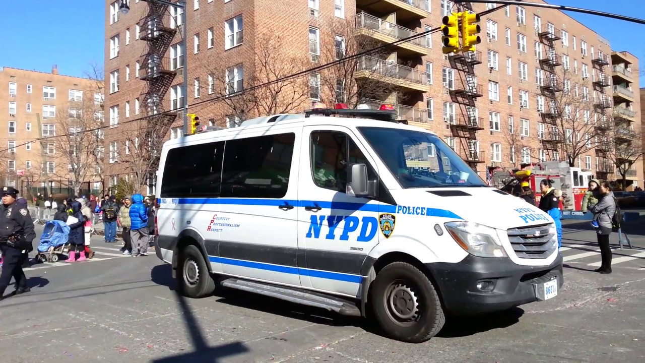 NYPD PBQN unit marching at the Lunar New Year parade - YouTube