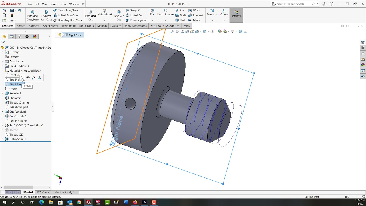 Sweep Cut Inch External Thread - YouTube