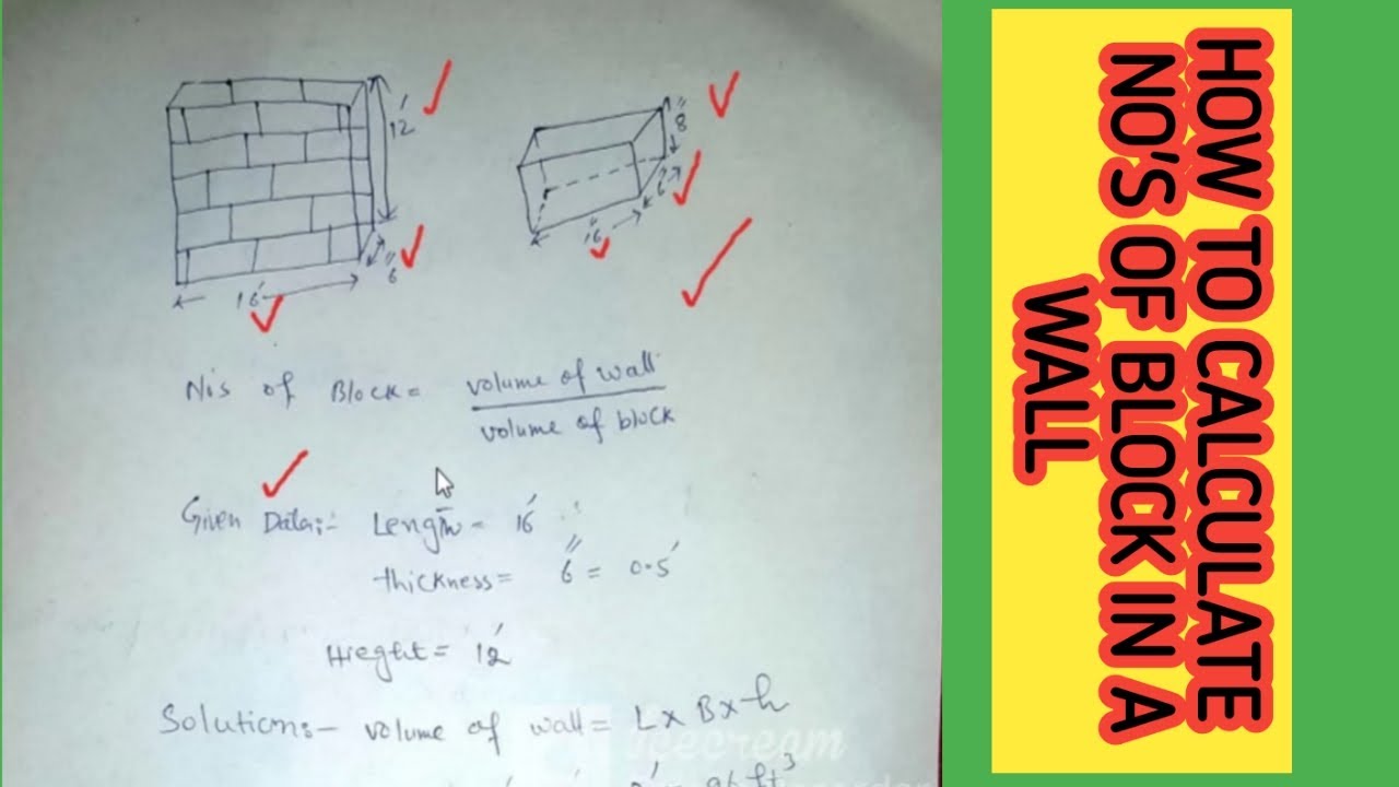 HOW TO CALCULATE NO'S OF BLOCK IN A WALL II BLOCK CALCULATIONS II CIVIL ...