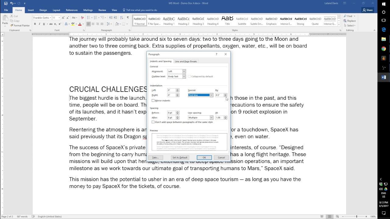 AICT - MS Word Lesson 4: Paragraph Formatting - YouTube