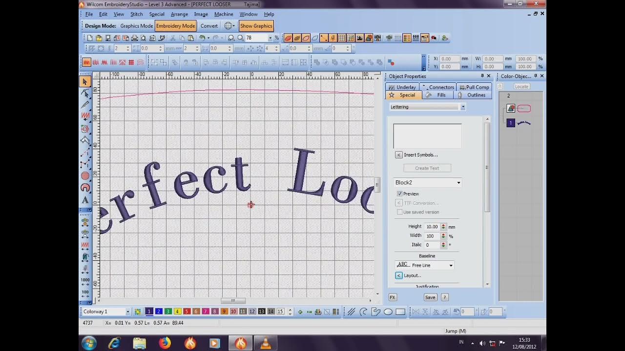 Cara Mendesain Tulisan melengkung di aplikasi wilcom bagi pemula - YouTube