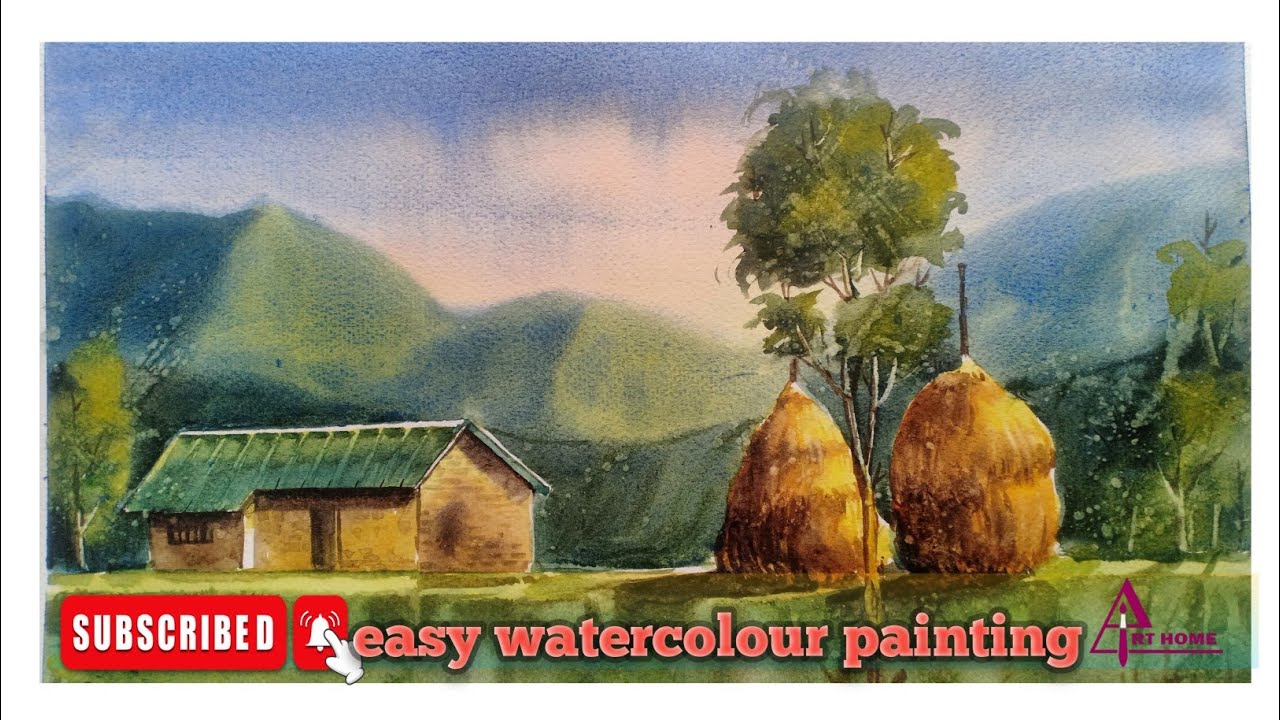Easy Watercolour Drawing | Easy Watercolor scenery - YouTube