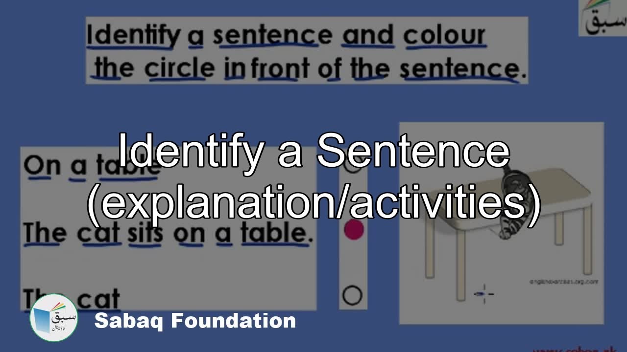 Identify a Sentence (explanation/activities), English Lecture | Sabaq ...