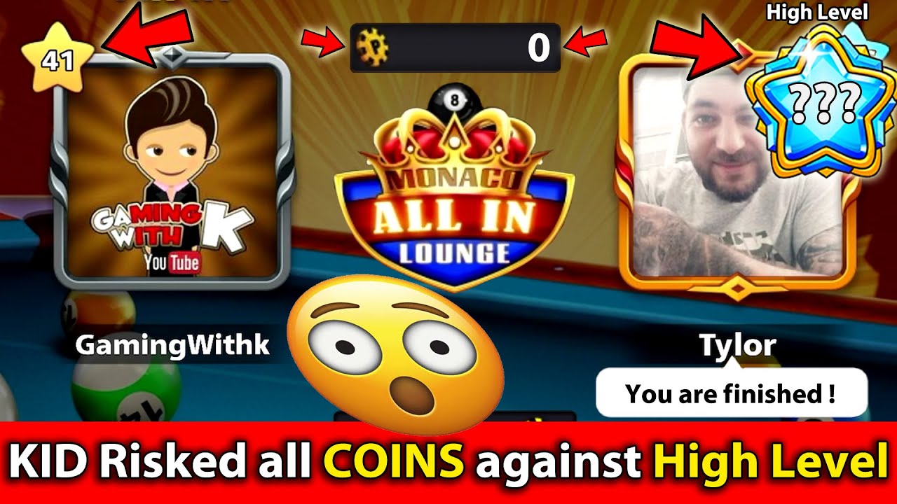 8 Ball Pool - 41 Level player Risked ALL his COINS against High Level ...