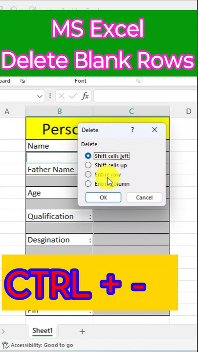 MS Excel Delete Blank Row | Delete Empty Rows with these Excel Shortcuts #shorts #excel # ...