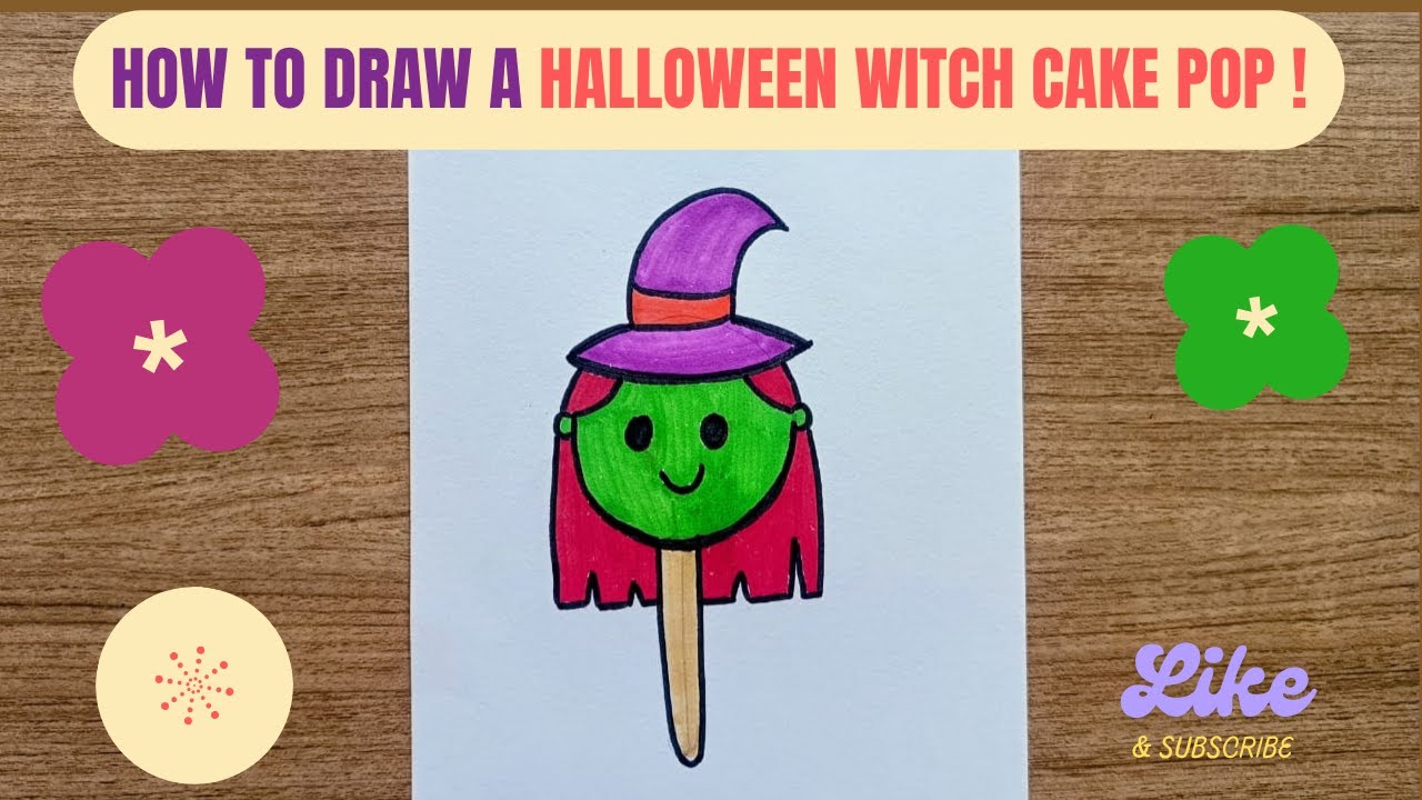 How to Draw a Halloween Witch Cake Pop | Easy and Fun Drawing for Kids | Creative Cubs Art - YouTube