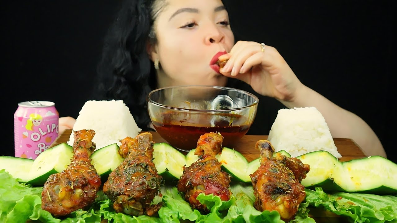 ROASTED CHICKEN LEGS ASMR | eating show - YouTube
